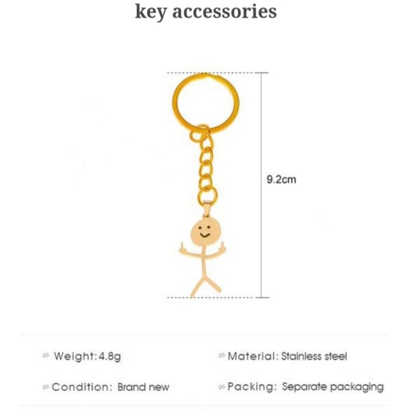 None | Accessories | Happy Stick Figure Middle Fingers Up Keychain ...